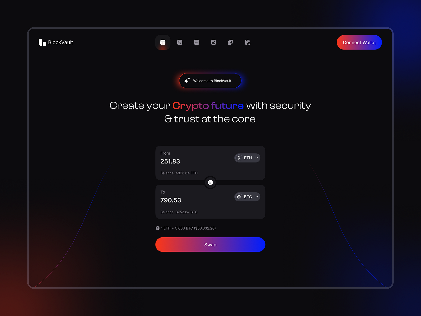 Crypto Swap AI Dashboard by Nitto Mono on Dribbble