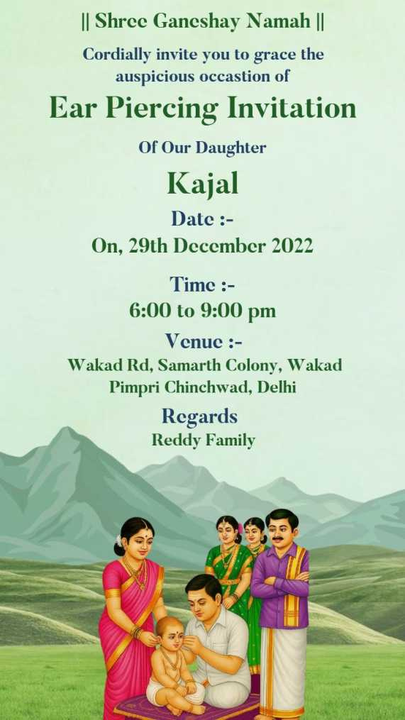 Elegant Ear Piercing Ceremony Invitation in Tamil by Crafty Art on Dribbble