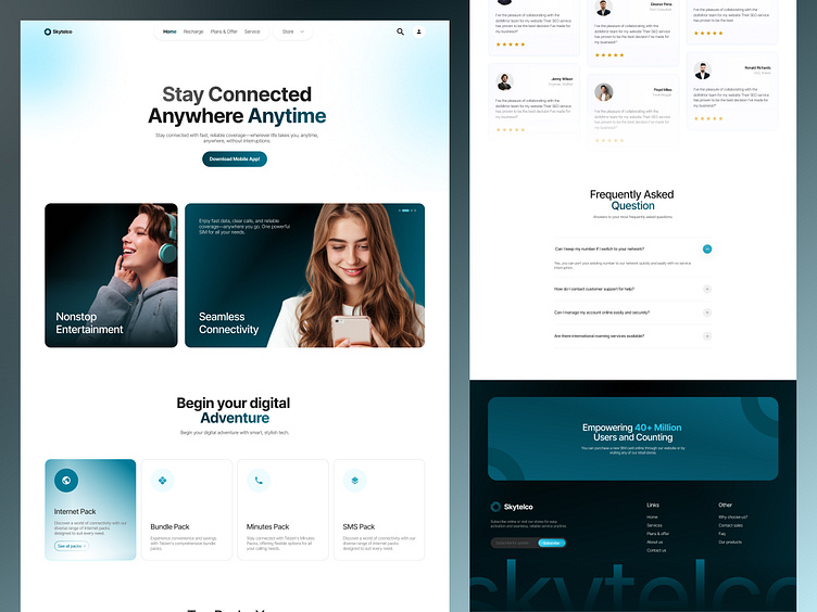 Sky Telco - Modern Telecom Website UI/UX by Asiq M. for Netro Systems ...