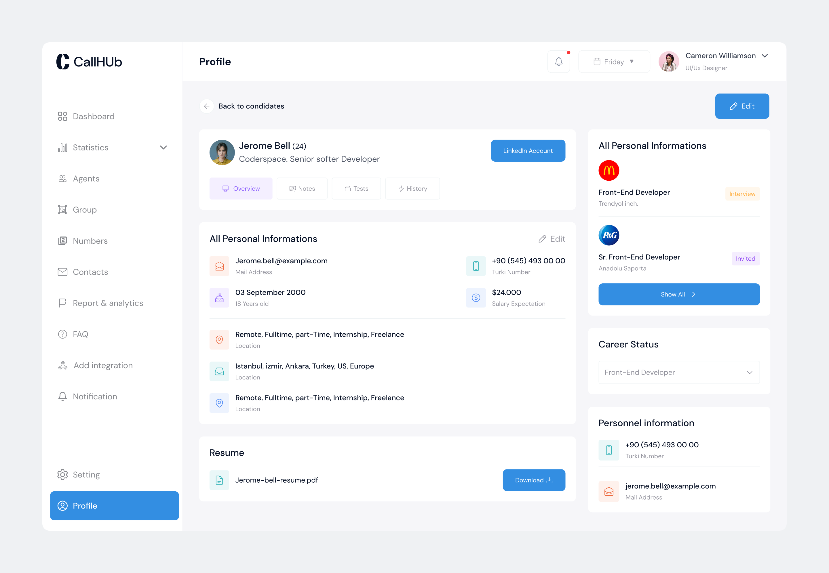 Candidate - Profile Page Design by Sheikh Attabur on Dribbble