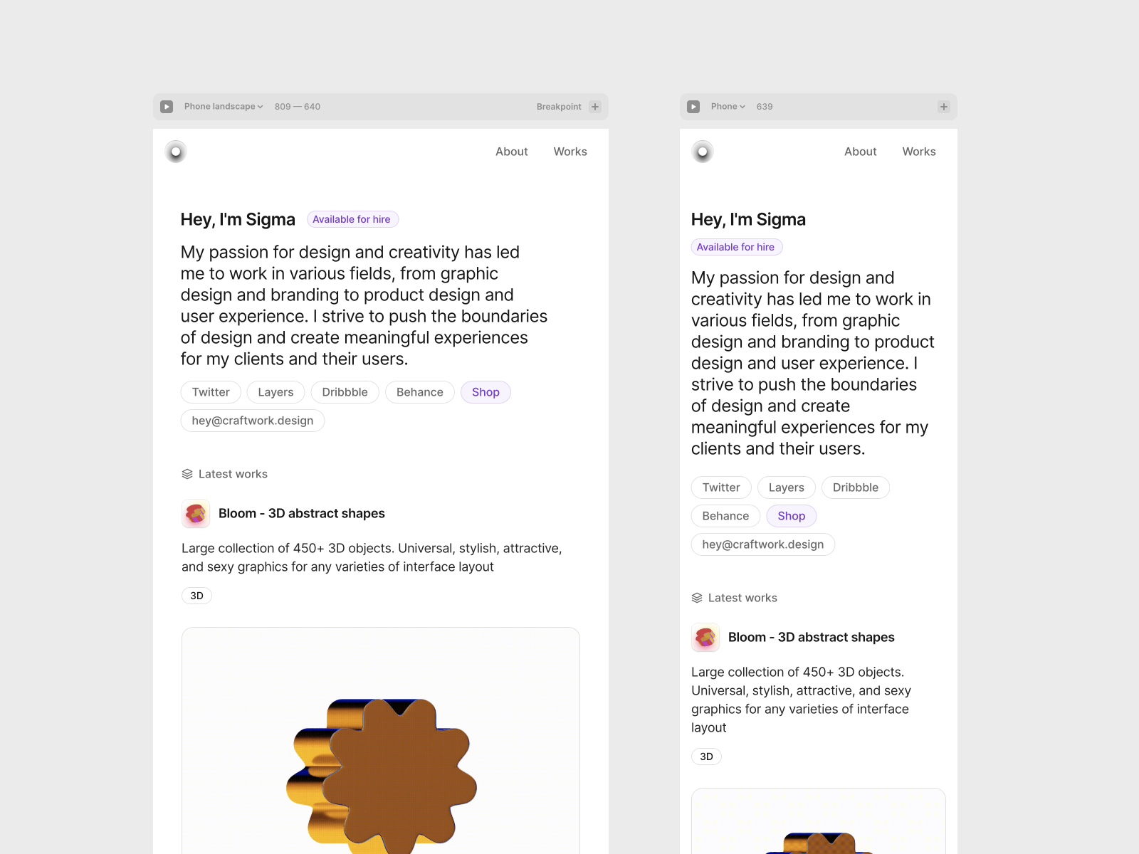 Sigma Portfolio Template by Craftwork Studio for Craftwork on Dribbble