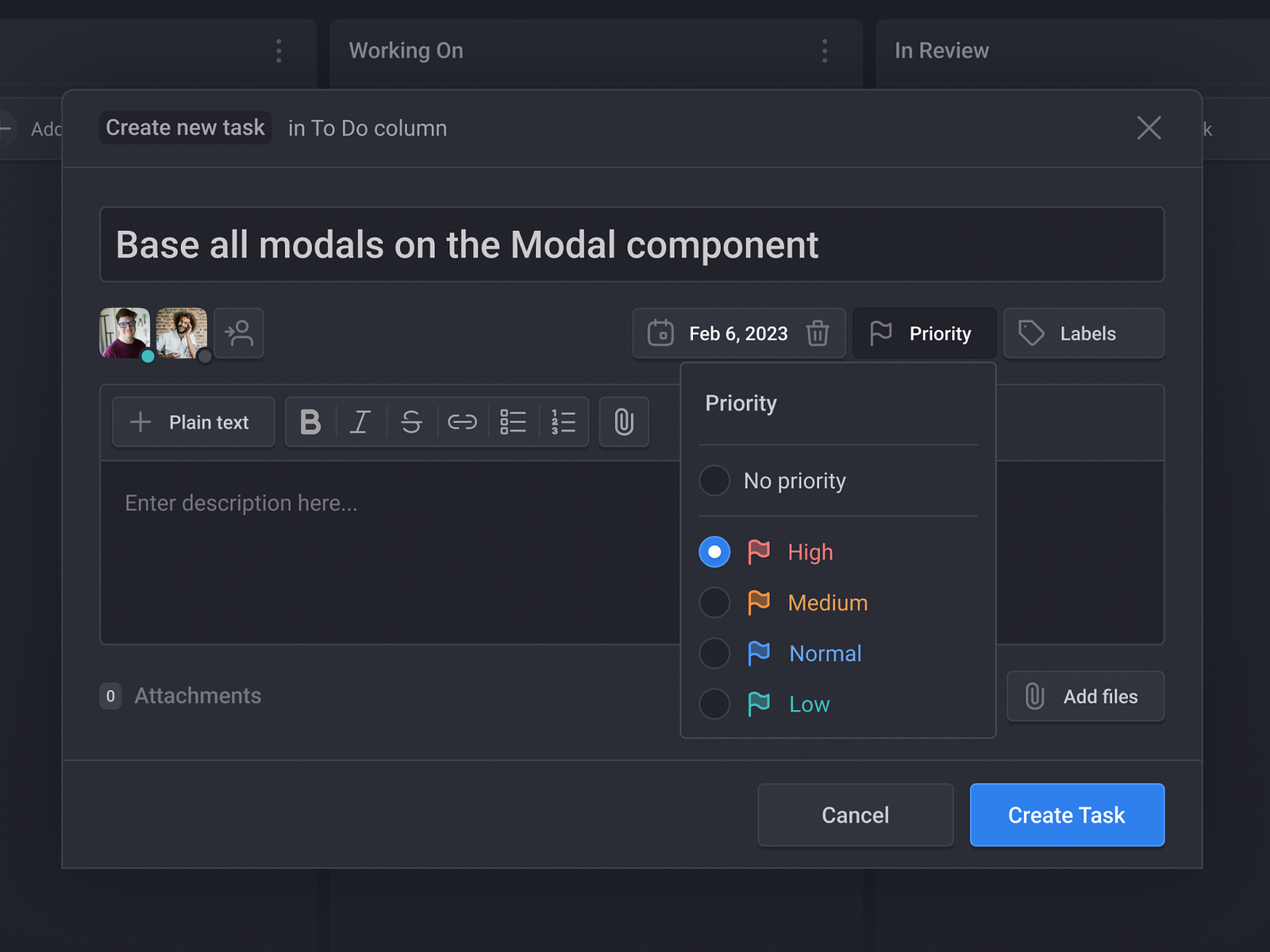 Remote Team Management Create Task Modal By Eugene Dobrik On Dribbble 