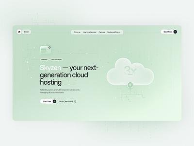 Skyzen - Cloud Hosting Landing Page by Levi Wilson for QClay on Dribbble