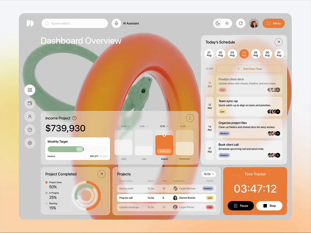 Time Tracker Dashboard designs, themes, templates and downloadable ...