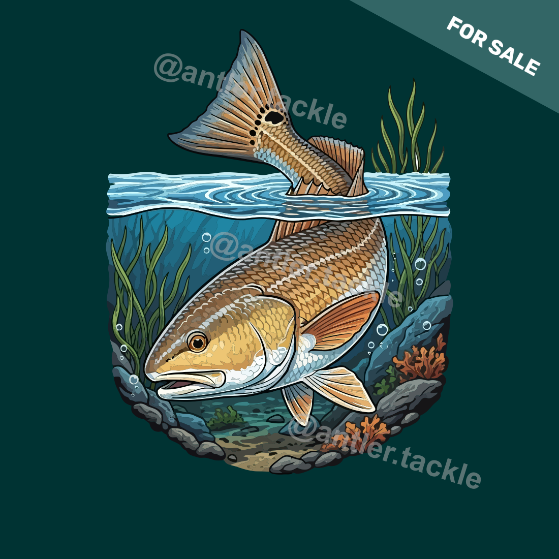 Redfish Fishing Logo Illustration Vector Design by Antler Tackle on ...