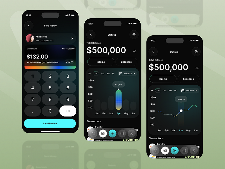 Finance mobile application ui design by Roohi Koohi on Dribbble