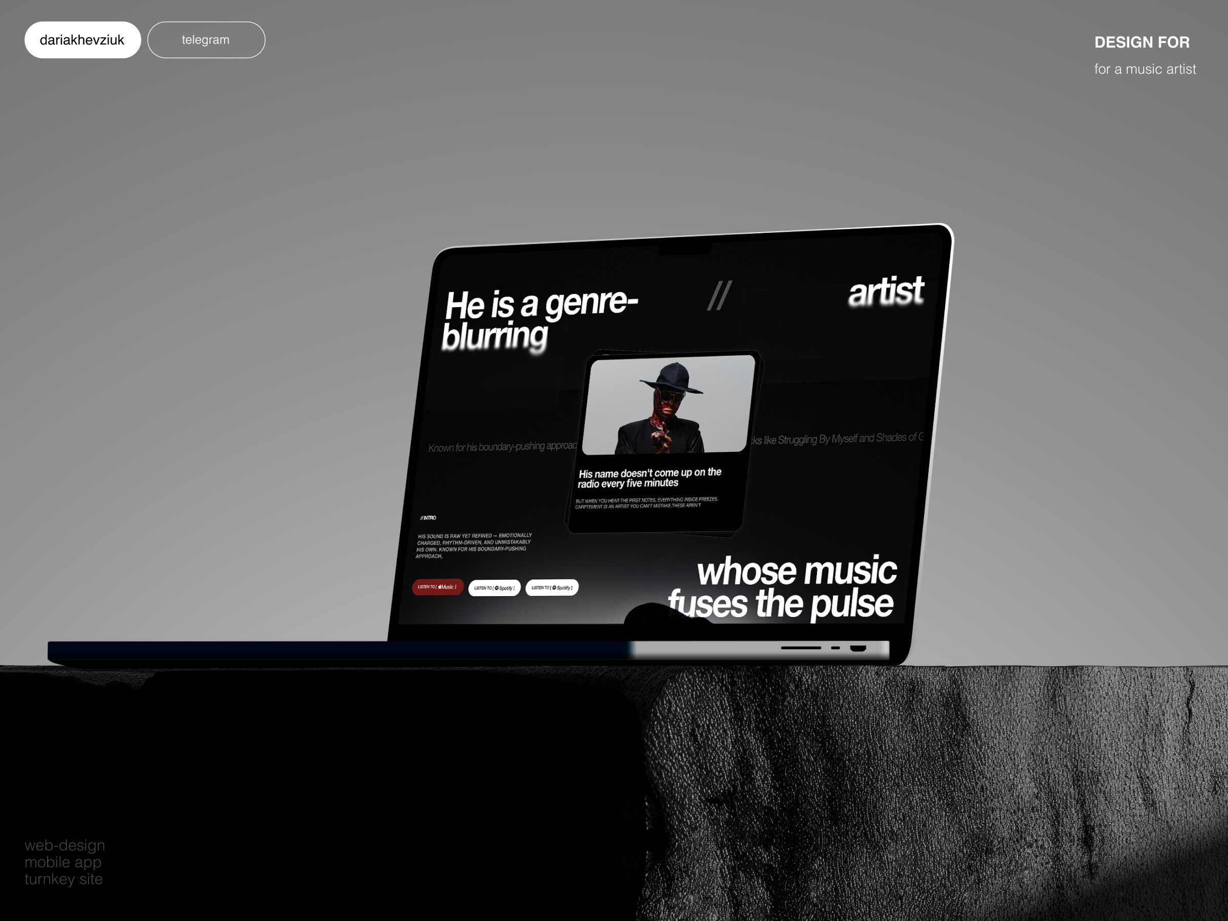 Web design for a music artist by Daria Khevziuk on Dribbble
