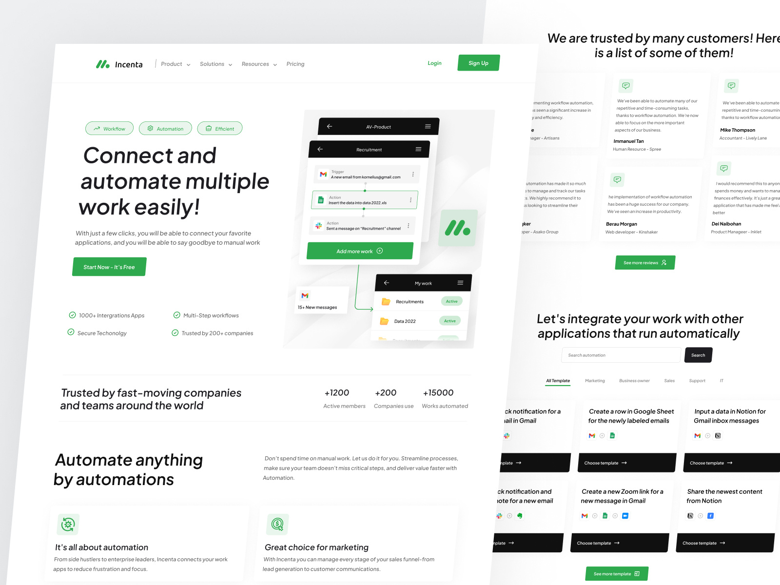 Incenta - Workflow Automation Landing Page | Low-Code Automation by ...