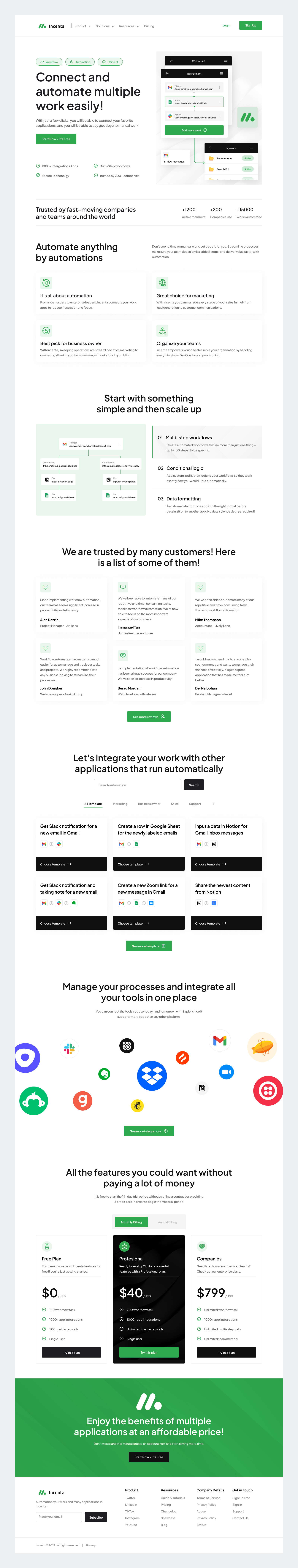 Incenta - Workflow Automation Landing Page | Low-Code Automation by ...