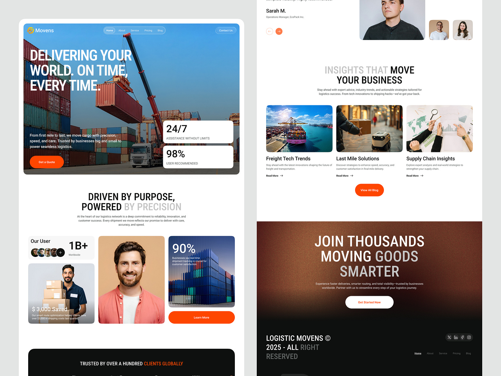 Logistic website full landing page design by Jahidul Islam for Zain's ...
