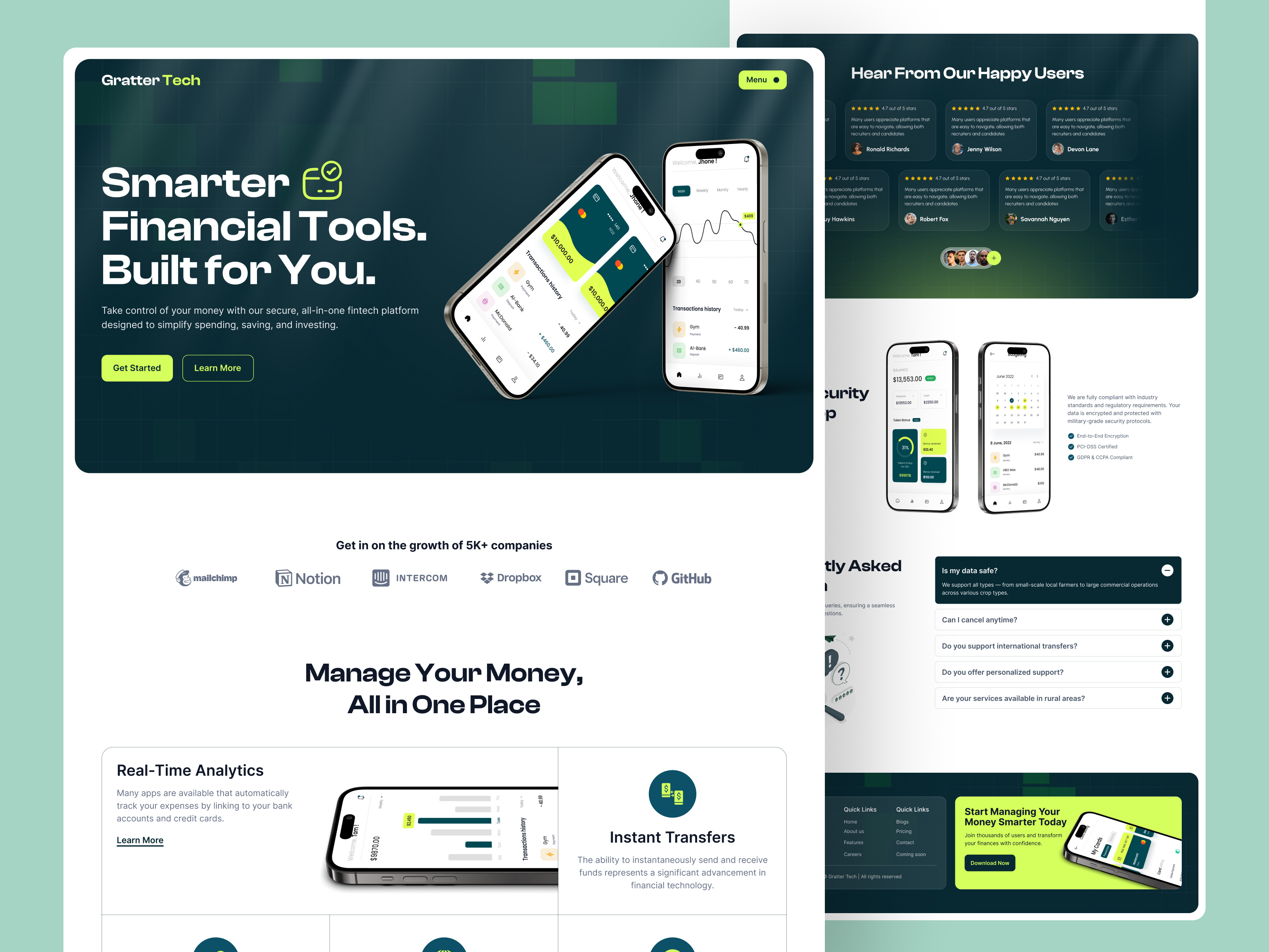 Fintech Landing Page Design by Gratter Studio on Dribbble