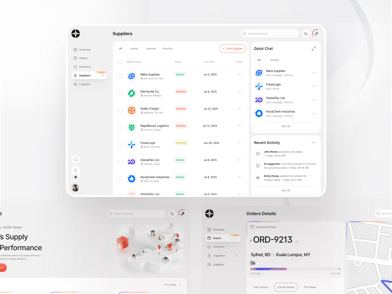 Supplier Management Dashboard – Inventory & Orders UI by F.I Suhan - UI ...