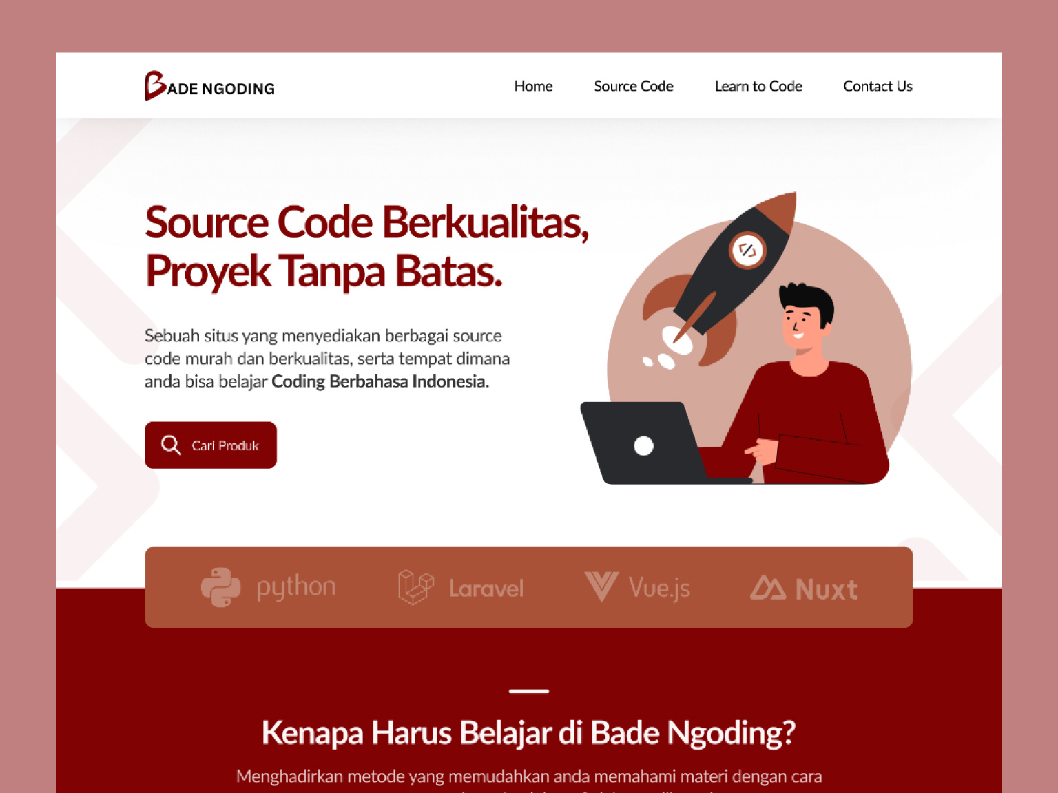 Bade Ngoding - Landing Page Design by Caepisart on Dribbble