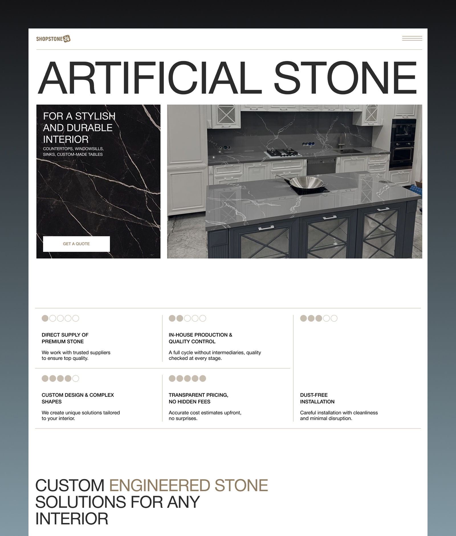 Artificial Stone Website Design by Tatyana Zhrakova on Dribbble