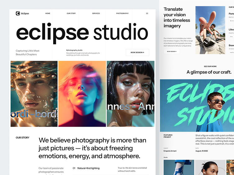 Eclipse Studio - Photography Studio Landing Page by Elux Space on Dribbble