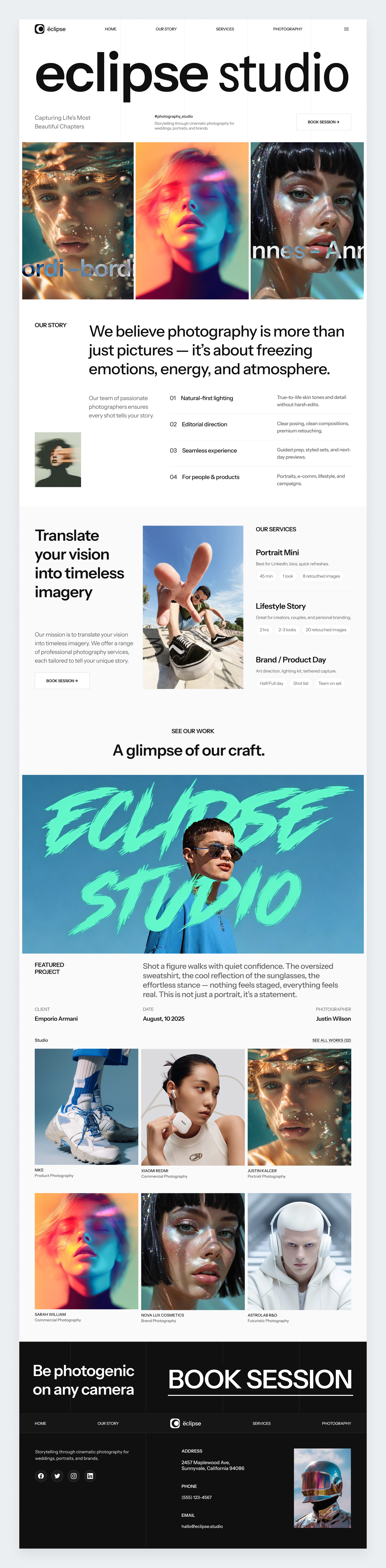 Eclipse Studio - Photography Studio Landing Page by Elux Space on Dribbble