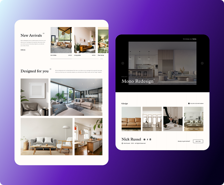 Interior Design - Website Ui Design by Jay Devmurari on Dribbble