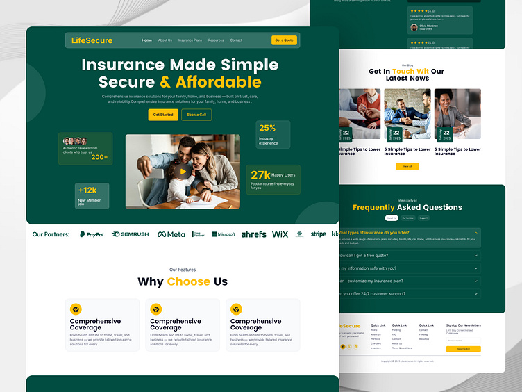 Insurance Landing page by uxui.raha on Dribbble