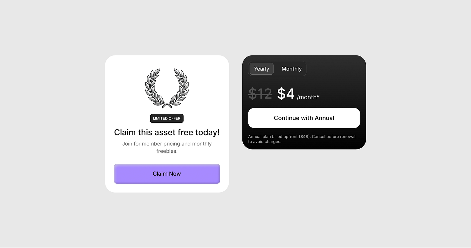 Free Asset & Subscription Card UI by Rohan Lokhande on Dribbble