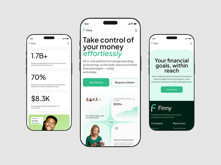 Finny – Responsive Finance Landing Page Design by jishad hussain on ...
