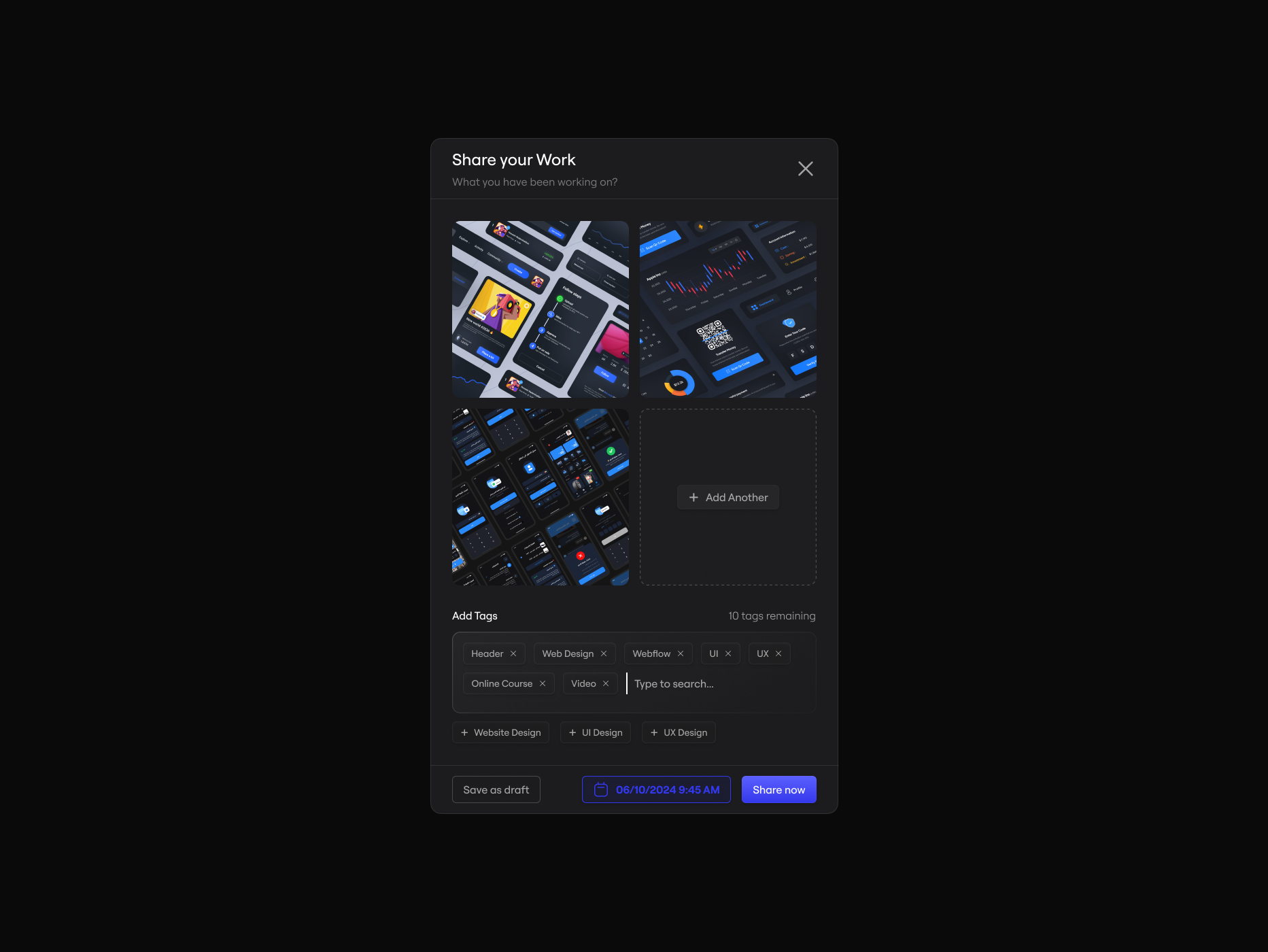 Share Modal Component – UX/UI Design by Rohit Kasumbiwal on Dribbble