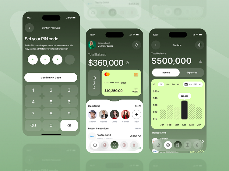 Finance mobile application ui design by Roohi Koohi on Dribbble