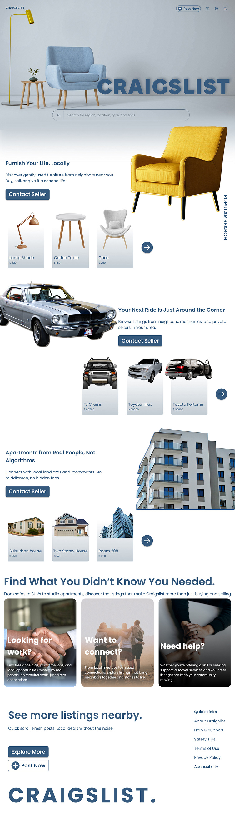Redesign of the Craigslist Landing Page by Elson Palmere on Dribbble