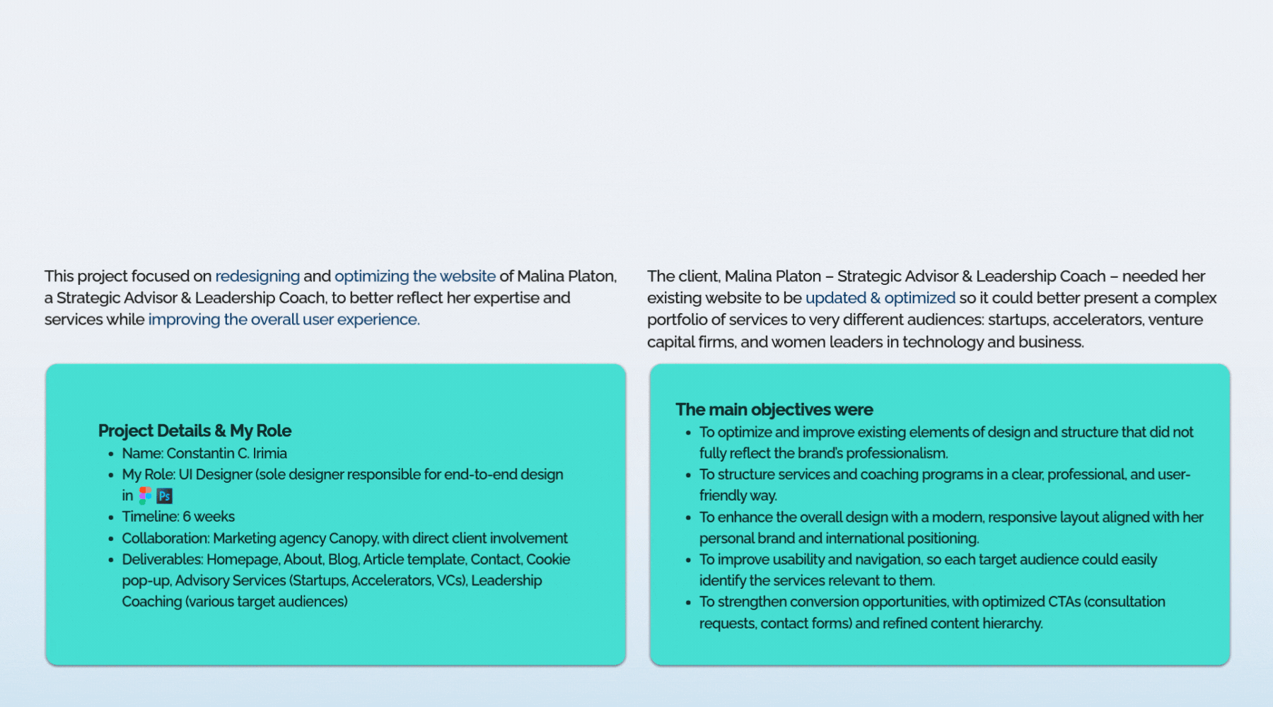 Responsive Website Redesign: UI for Advisory & Coaching Services by ...