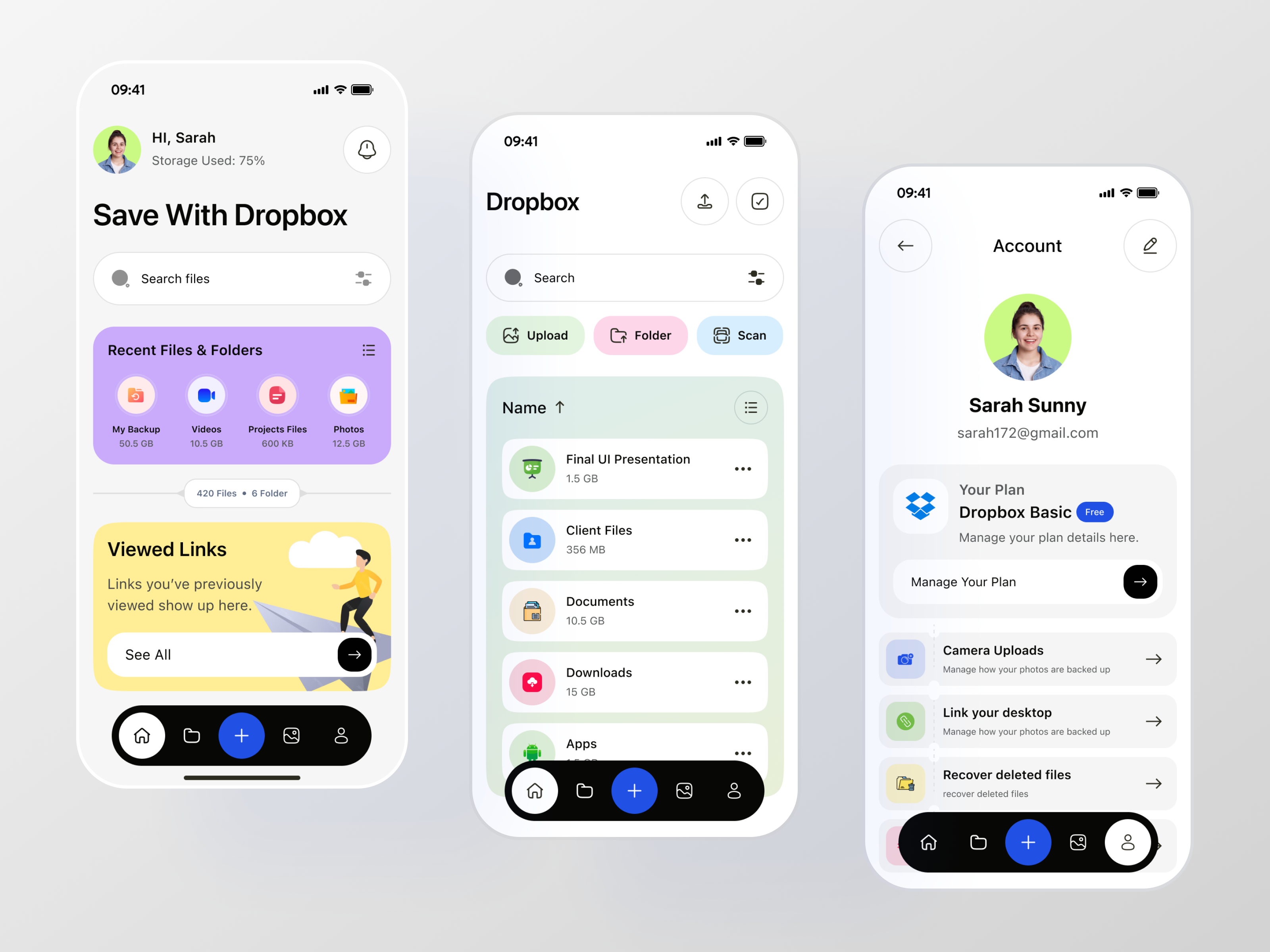 storage management app ui by Rubel Hossain on Dribbble