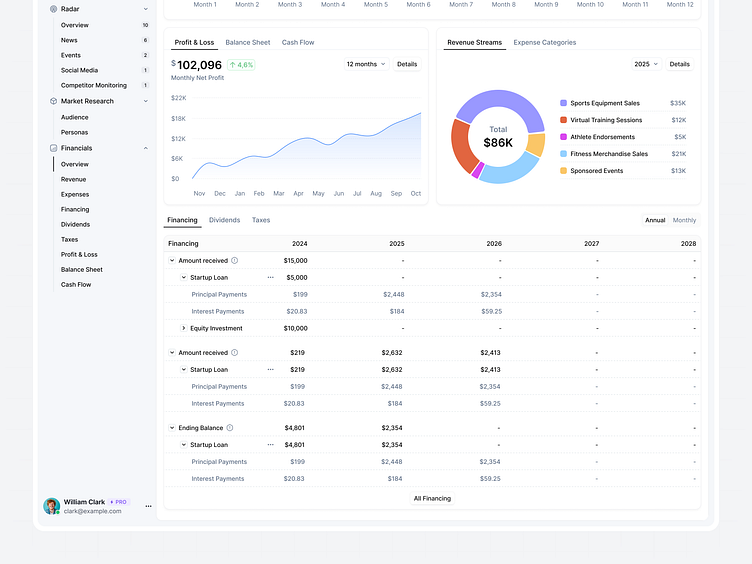 Startup Financial Planner by Dmitry Sergushkin on Dribbble