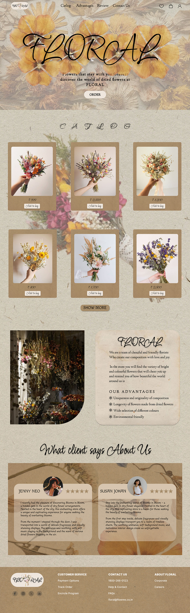 FLORCAL - Dried Flower Shop Landing Page by Atharva Magar on Dribbble