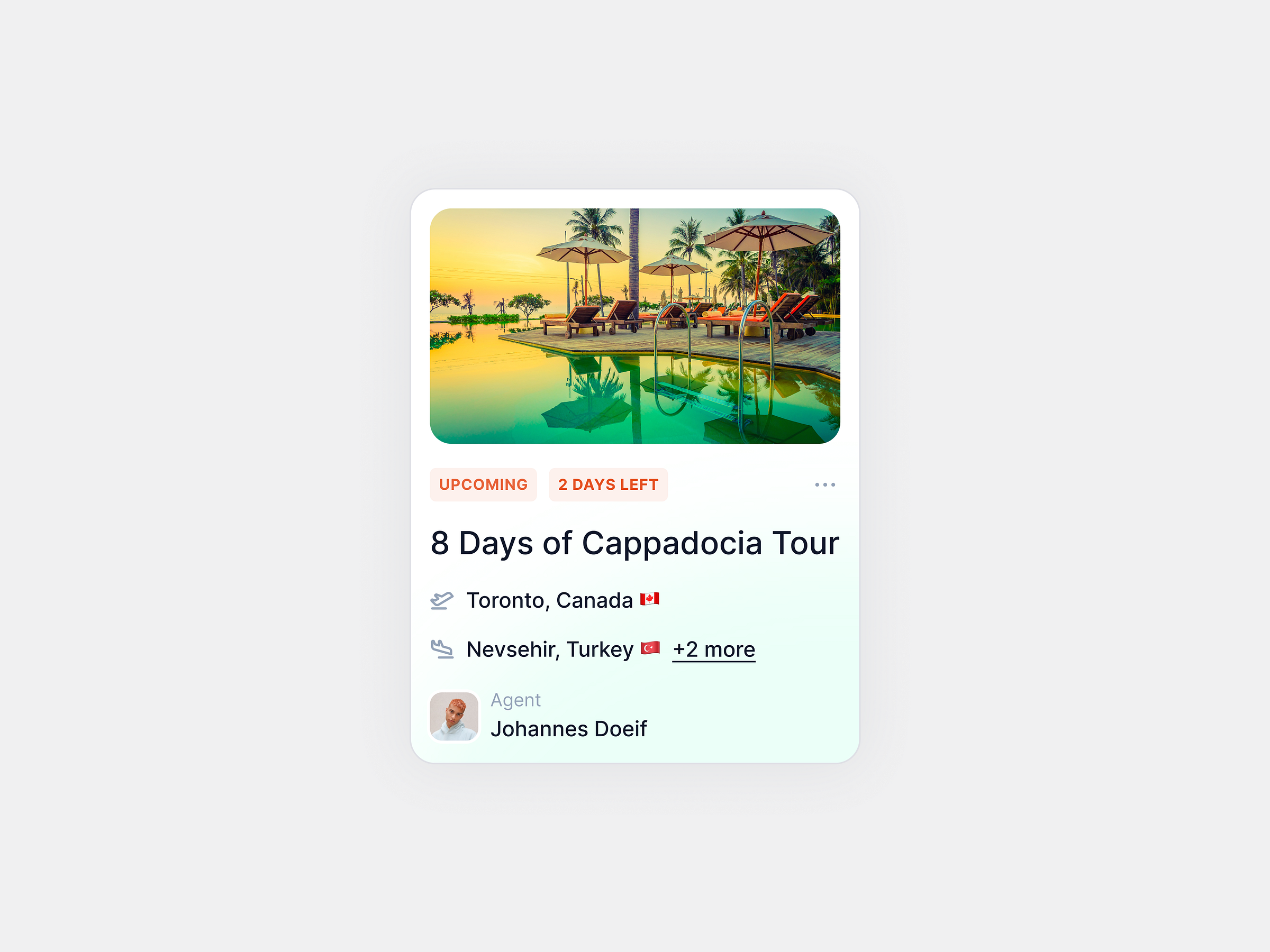 Travel event UI card design by Zain's Studio on Dribbble