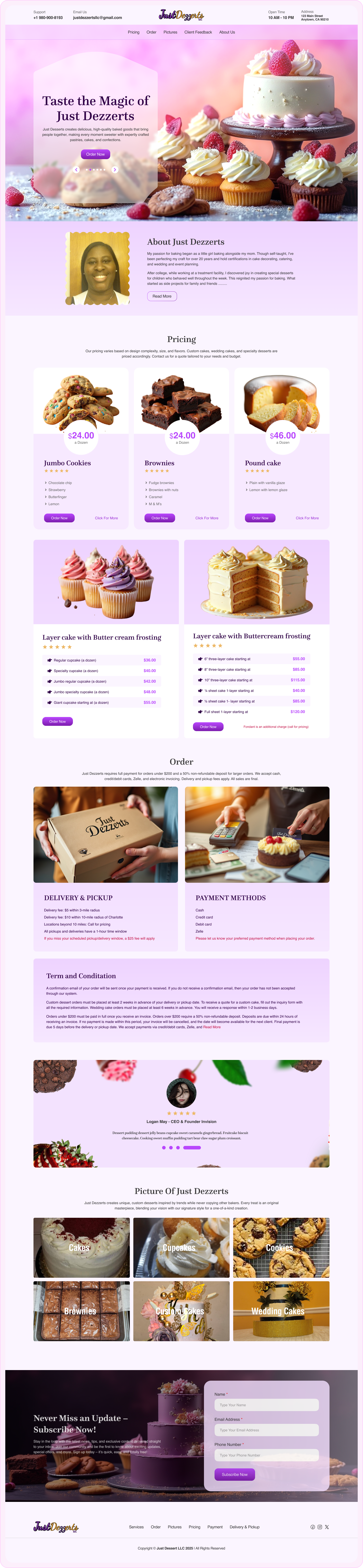Bakery Website Landing Page Design | Just Dezzerts – Cakes, Cook by ...