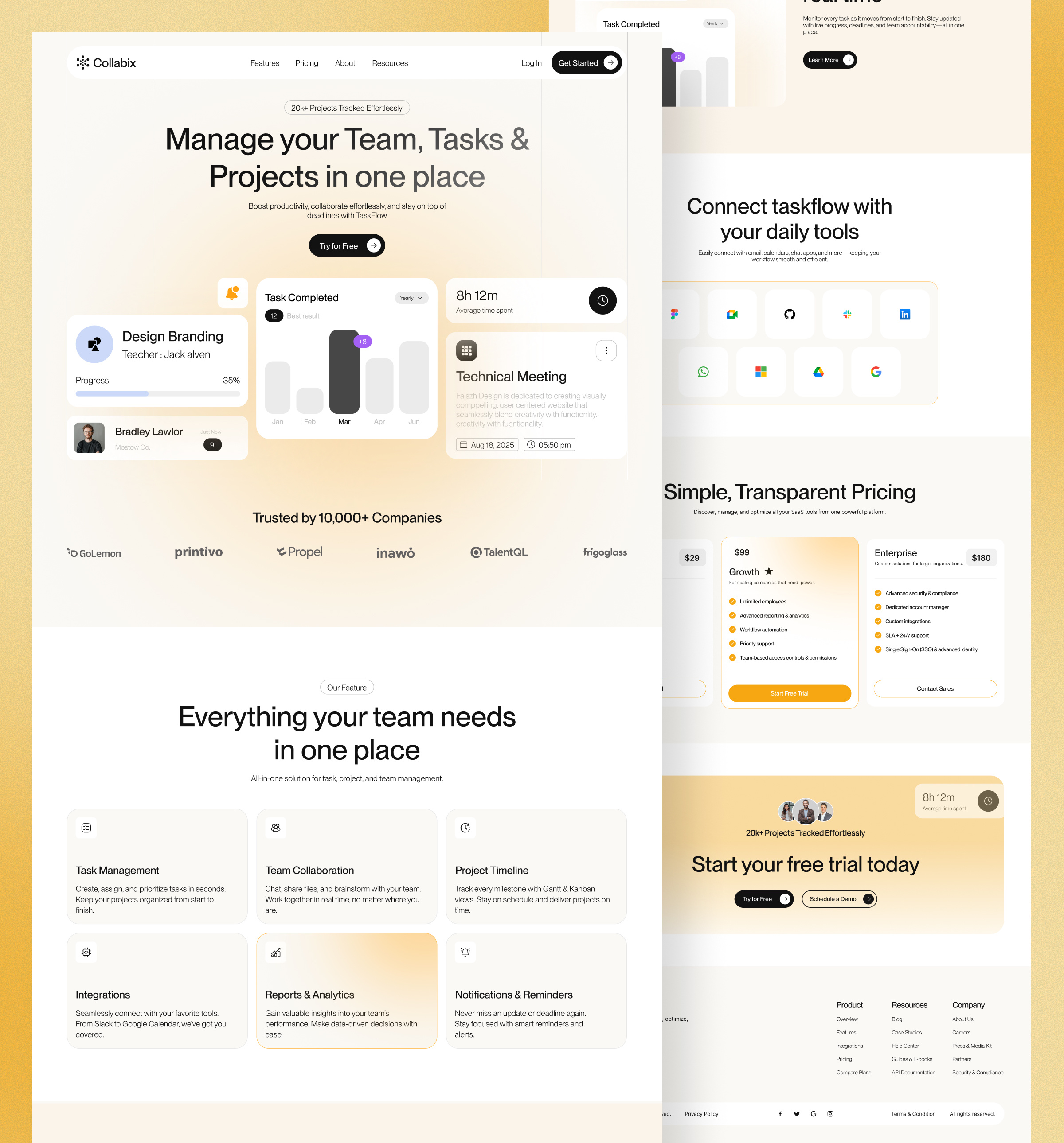 SaaS Landing Page Design – Task & Team Collaboration Website by Jabel ...