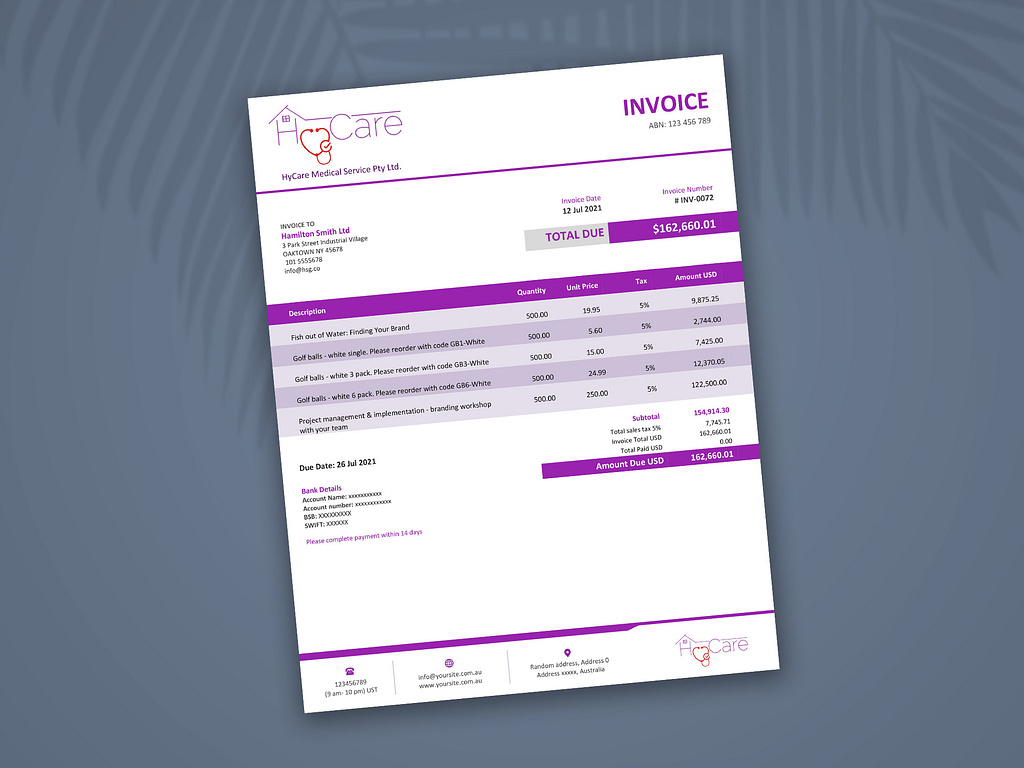 Custom Xero Invoice Template Design by Md Soliman Miah on Dribbble