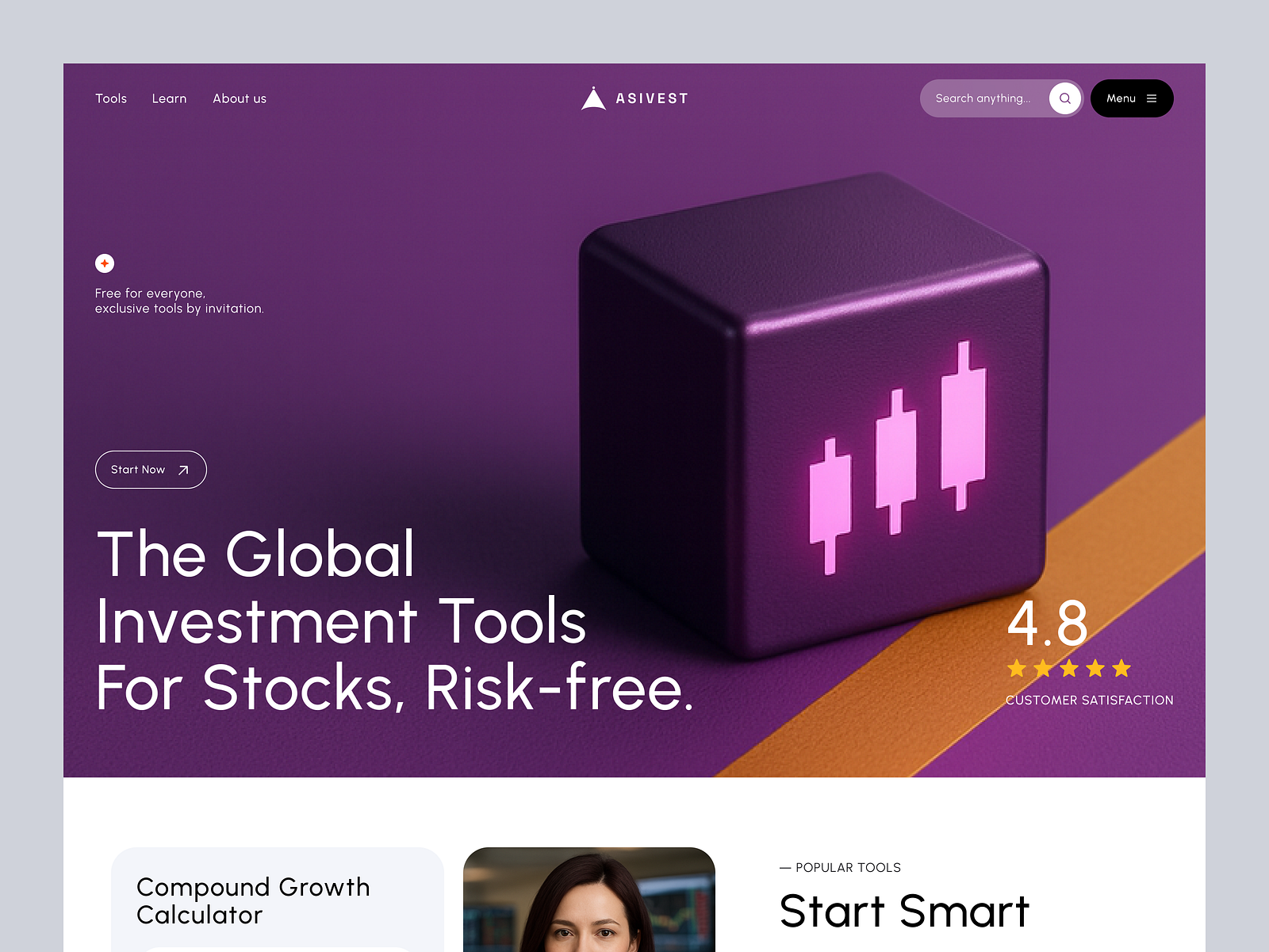 Asivest – Investment Tools Hero Design by Asivest Fintech Agency for ...