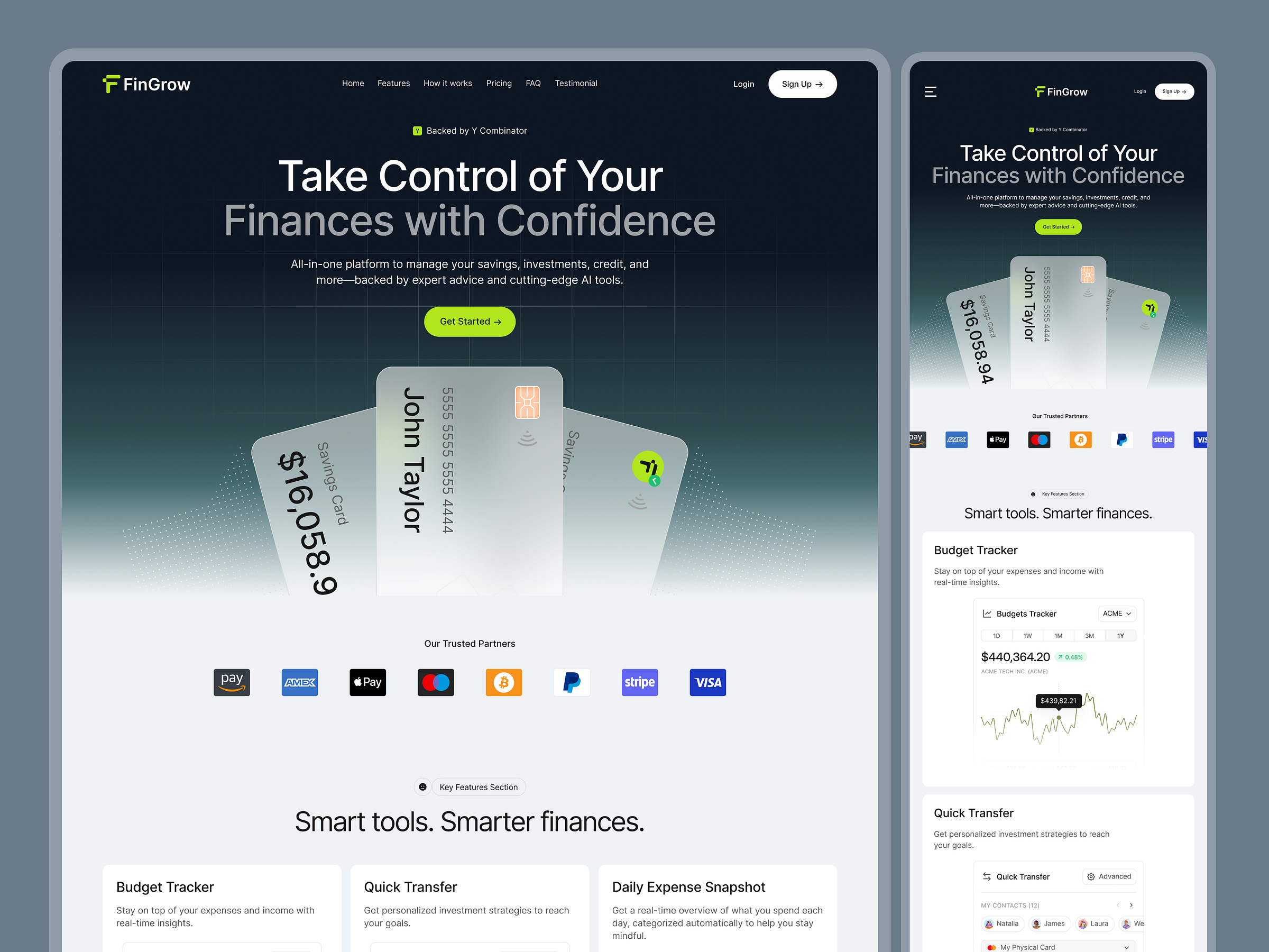 Fingrow - Finance Landing Page by Sujon Hossain for Oripio on Dribbble