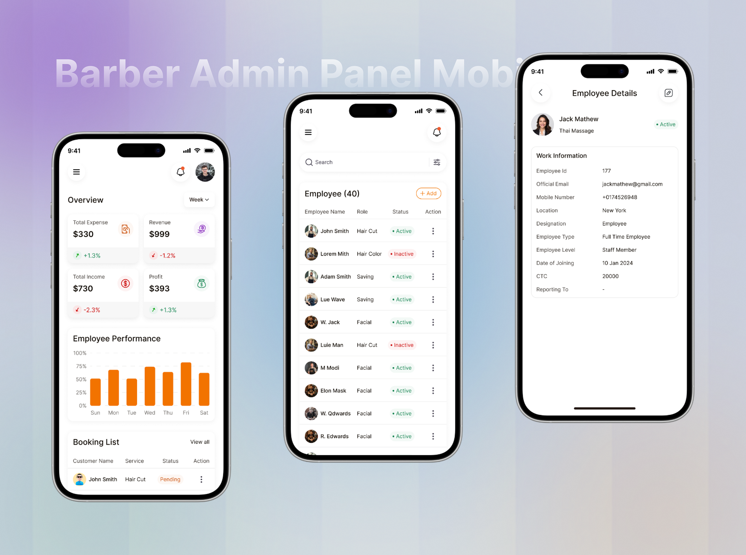 Barber Admin Panel Mobile App by Blend wrk on Dribbble