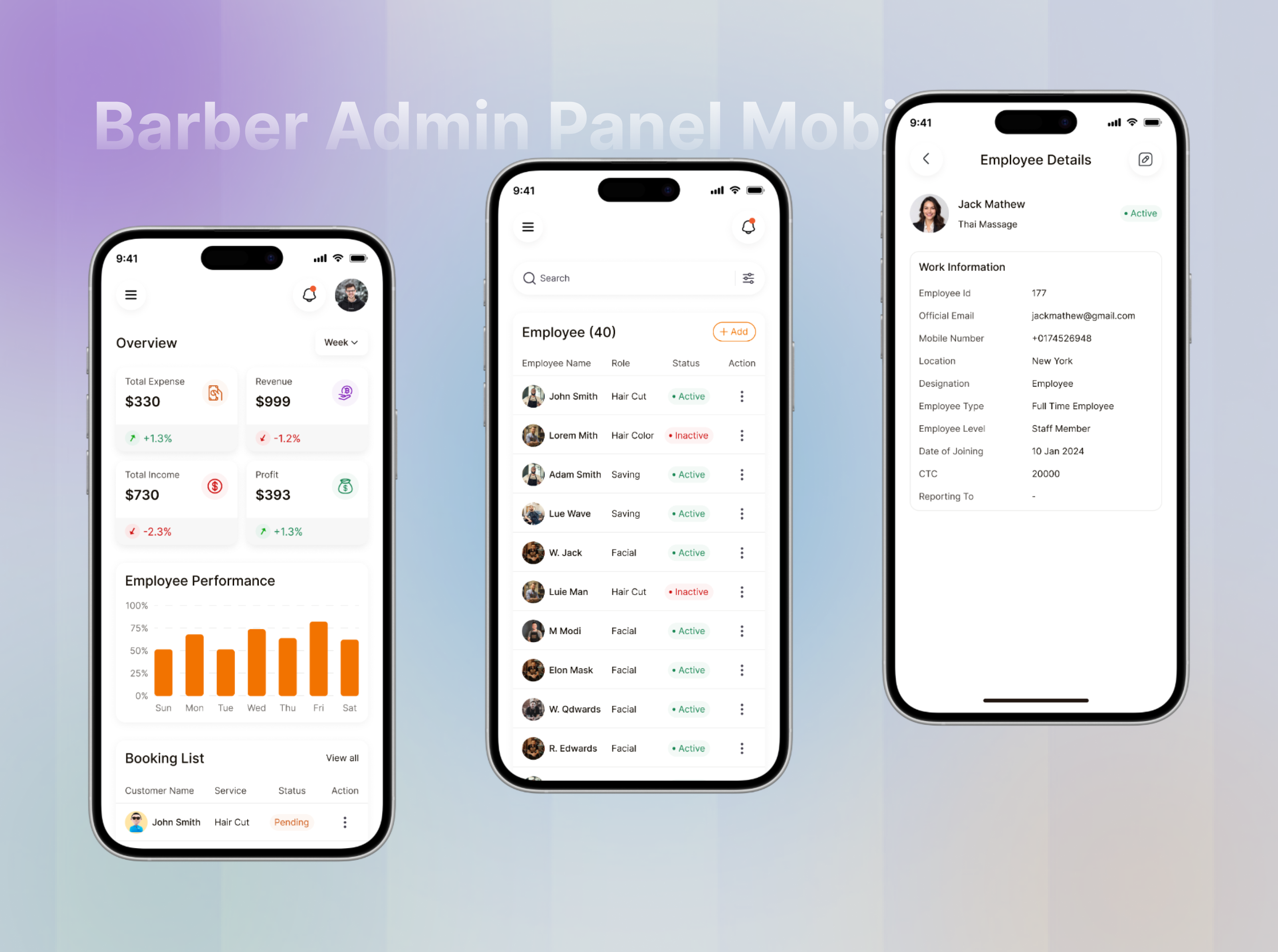 Barber Admin Panel Mobile App by Blend wrk on Dribbble