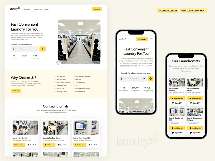 LaundryBee: Website Redesign & Webflow Build by Tarik Eamin for WhiteFrame Creative on Dribbble