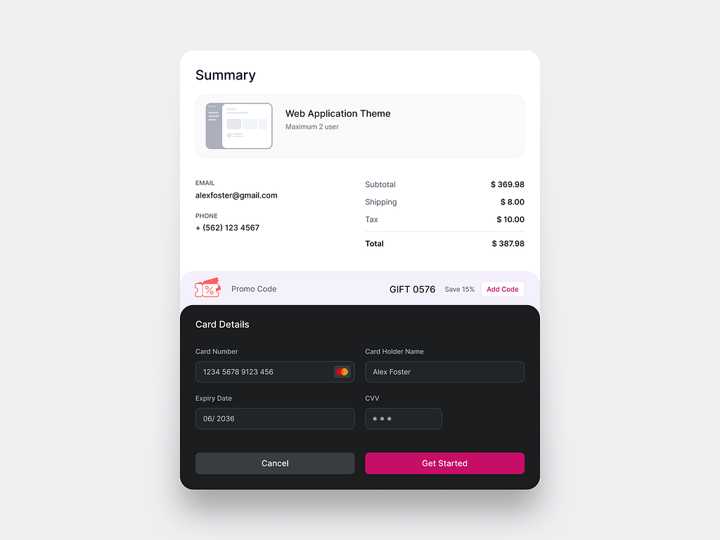 Checkout Summary UI Template by Bipin Balan for Stead on Dribbble