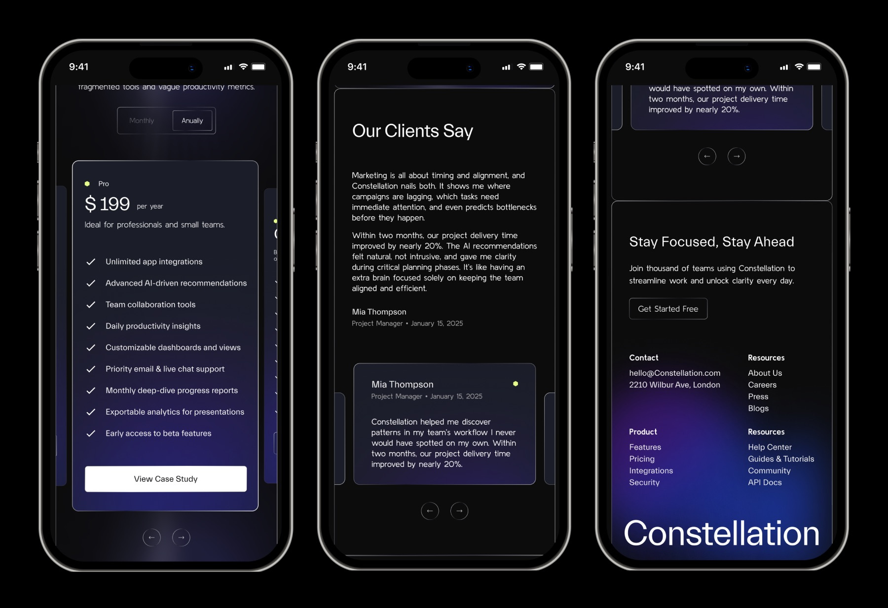 Constellation - AI SaaS Startup Website Mobile Responsive Design by ...