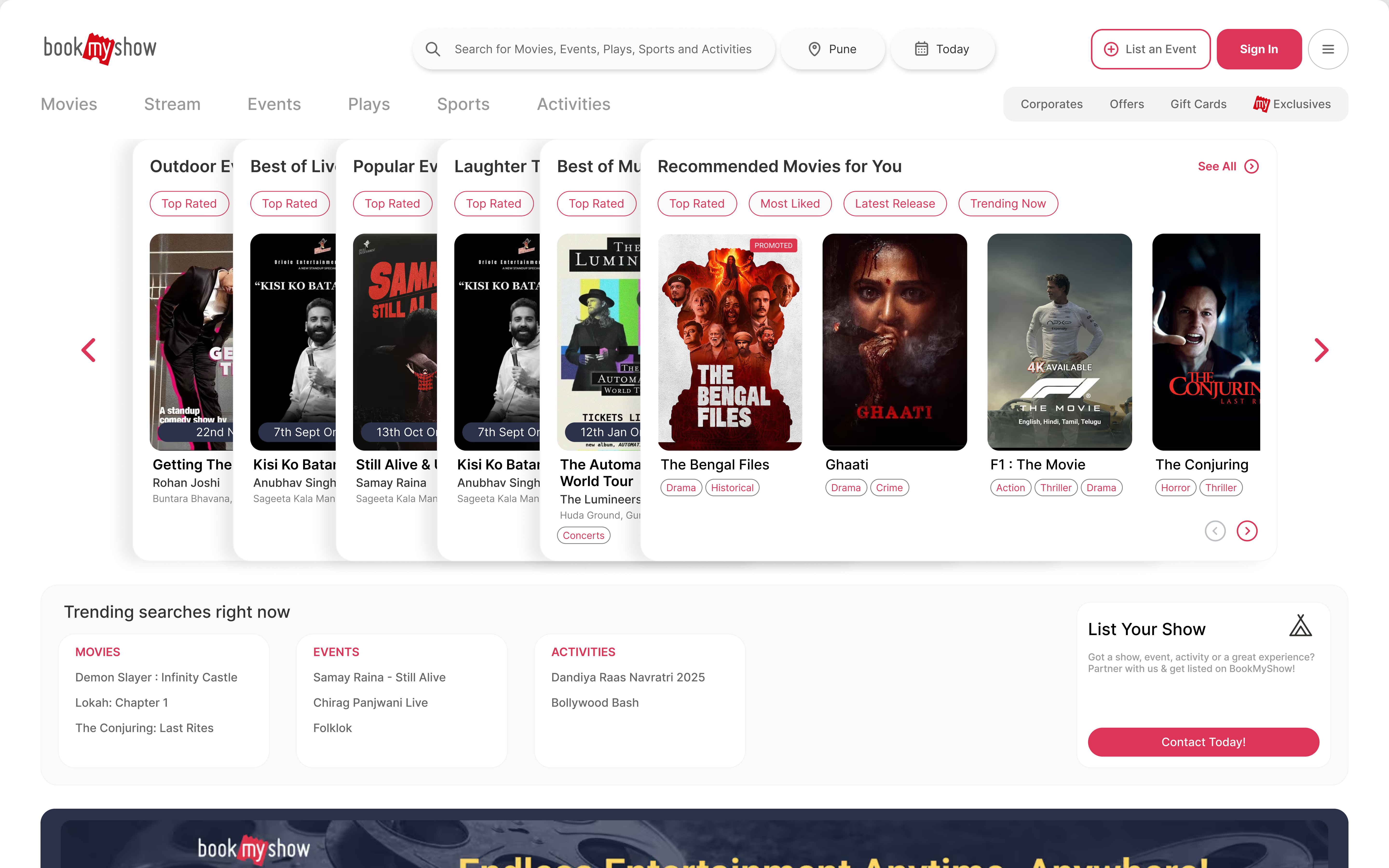 BookMyShow Website Redesign Concept by Subham Jena on Dribbble