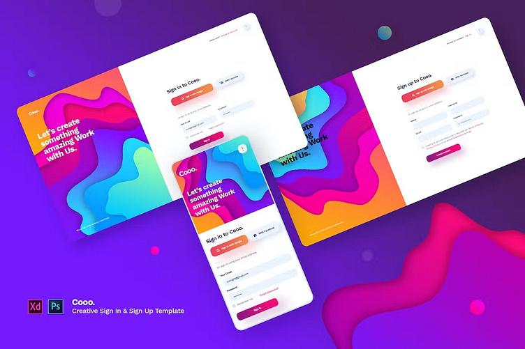 Cooo - Creative Sign in & Sign Up template by UI Foundry on Dribbble