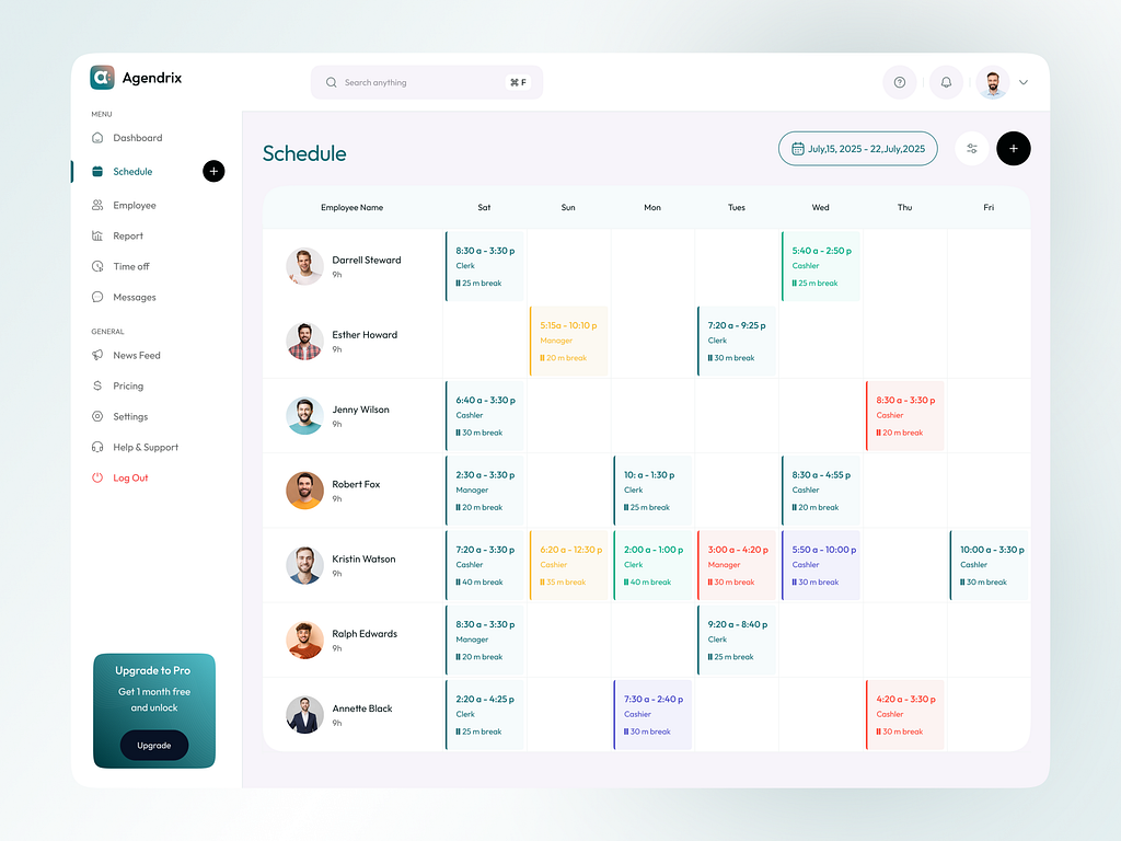 Employee Scheduling Dashboard — HR Management UI by UIX Habib on Dribbble