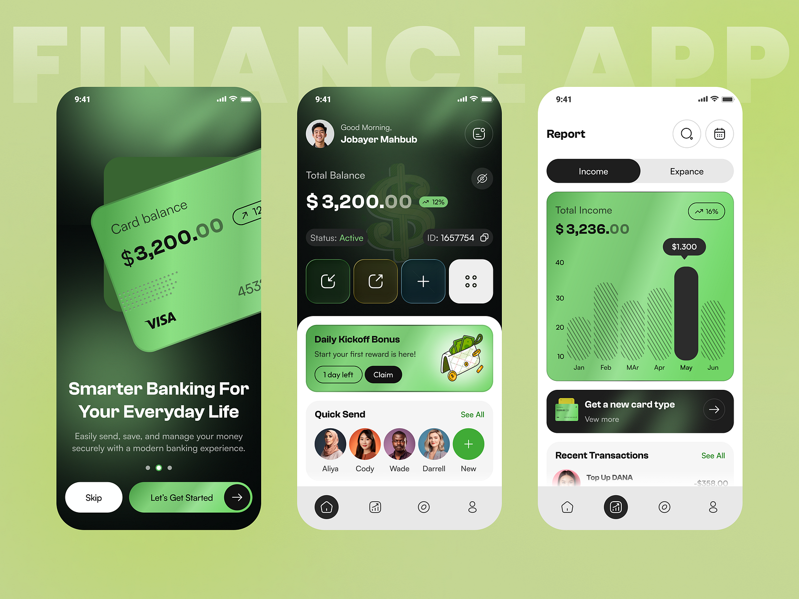 Smart Finance App UI – Modern Money Management Experience by Jobayer ...