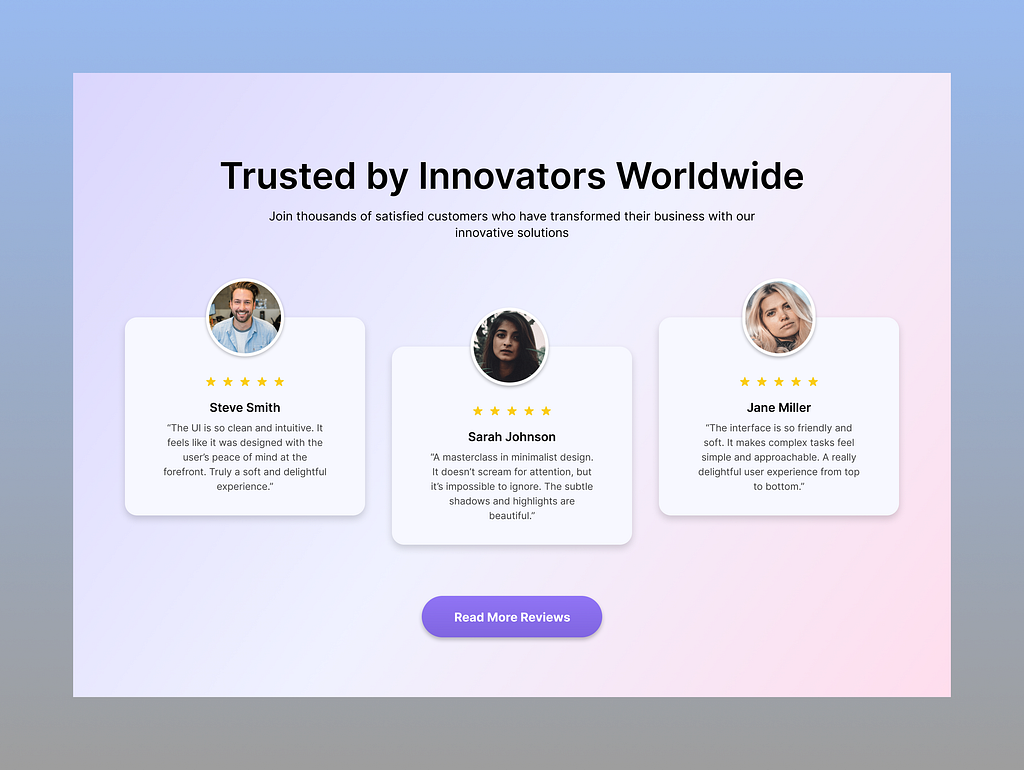 Testimonials Section - Daily UI Challenge 39 by Bhavana on Dribbble