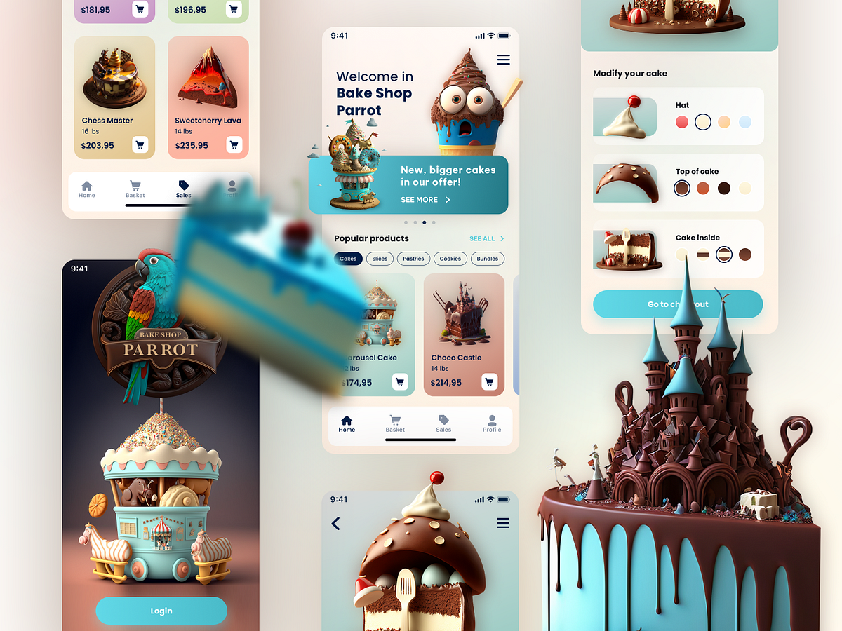 Mobile App for ordering cakes & sweets concept by Tomasz Sabuda for Qodeca on Dribbble