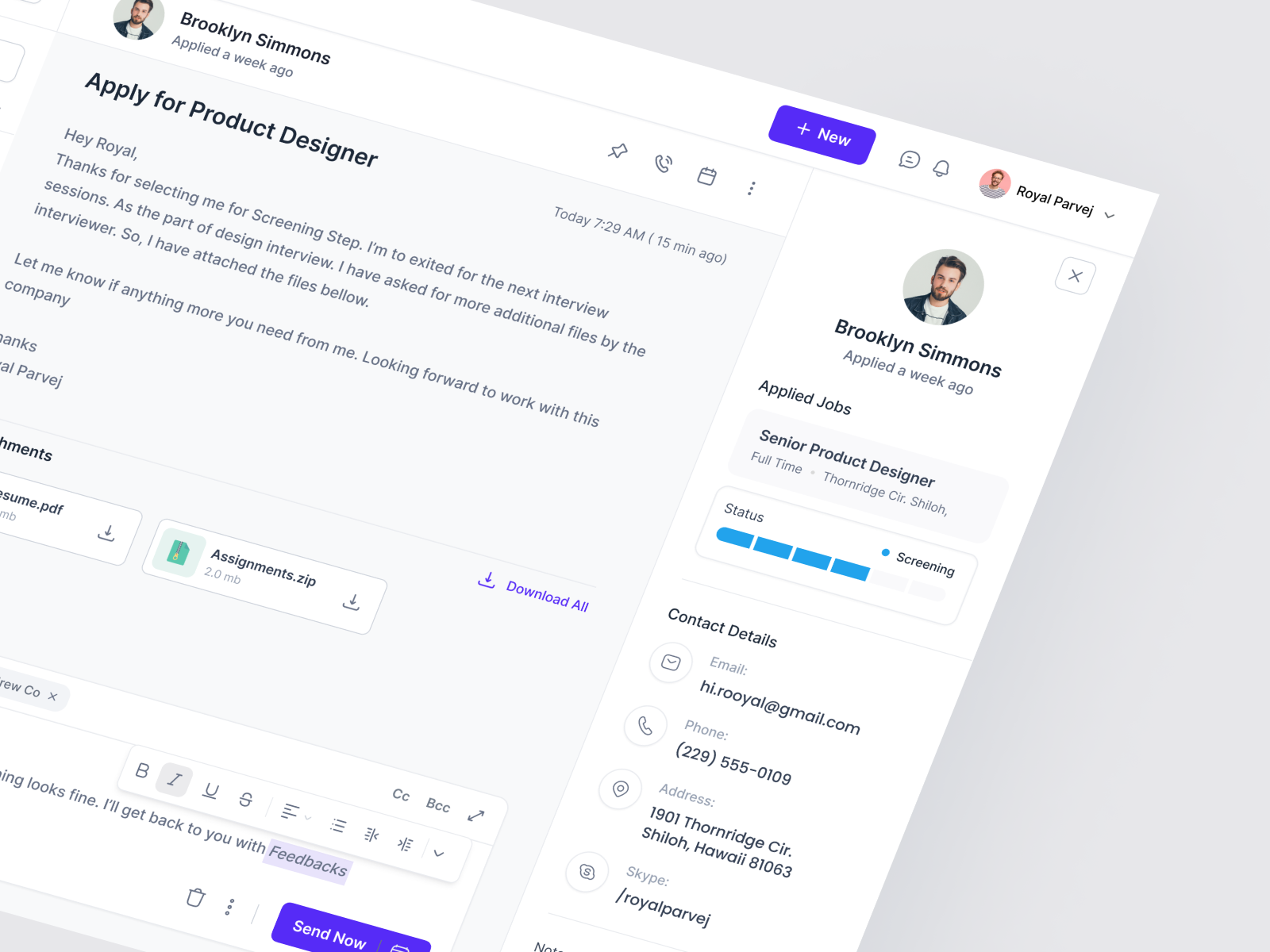 Recruiting Software - Conversations Page by Royal Parvej for WeCraft on Dribbble
