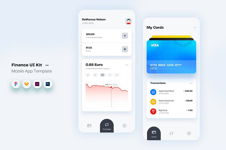Finance Money Mobile App UI Kit Template by Deborah Jones on Dribbble